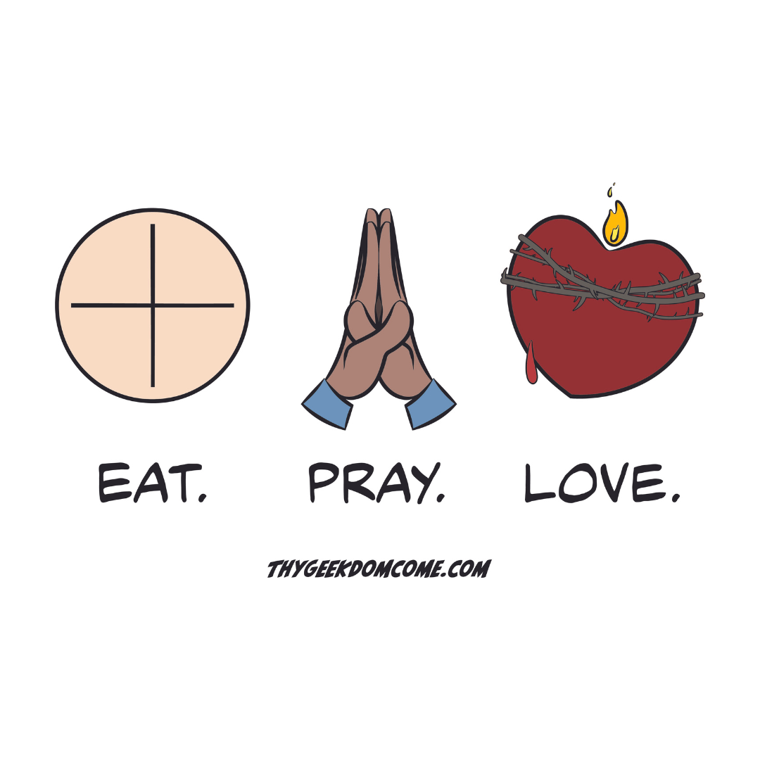 Catholic Sticker: Eat. Pray. Love. – Catholic Card Game